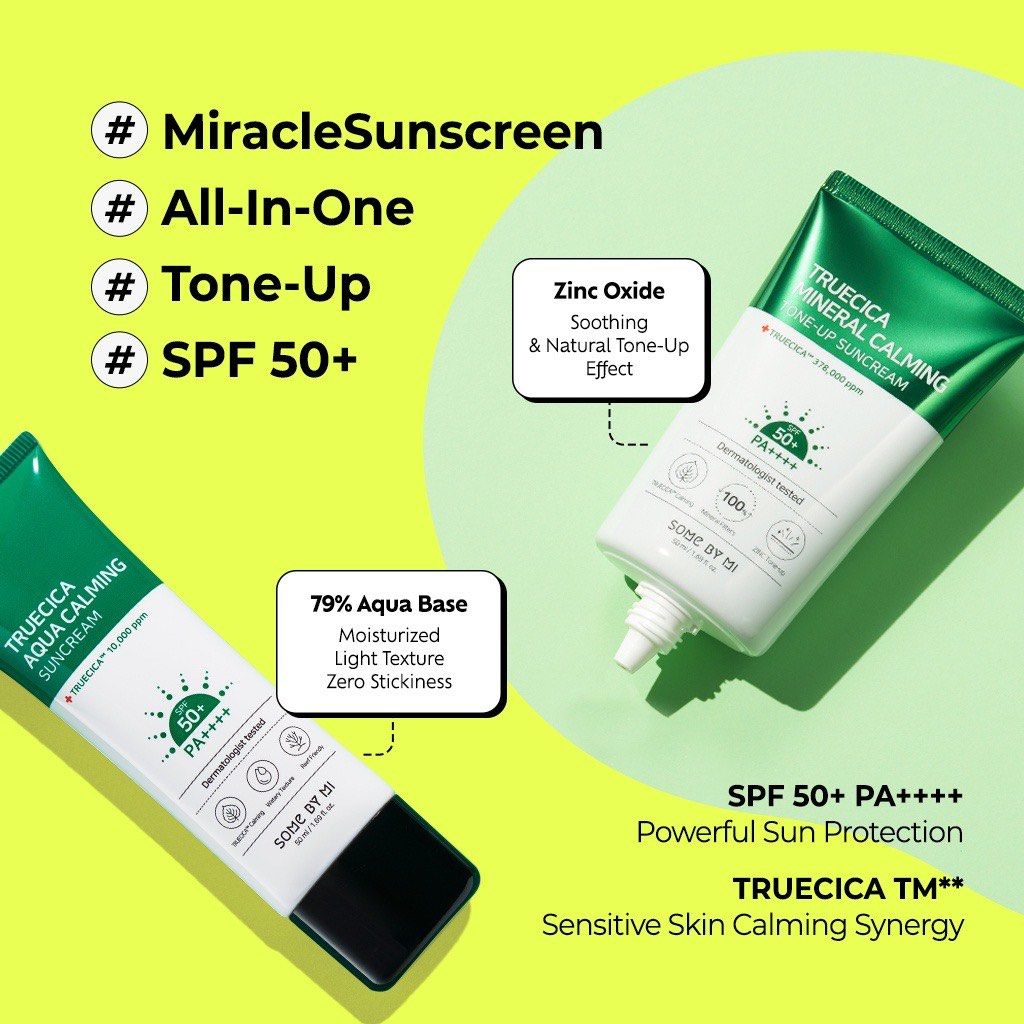 SOMEBYMI Truecica Mineral Calming Tone up Sunscreen SPF 50 PA++++, 50ml ...