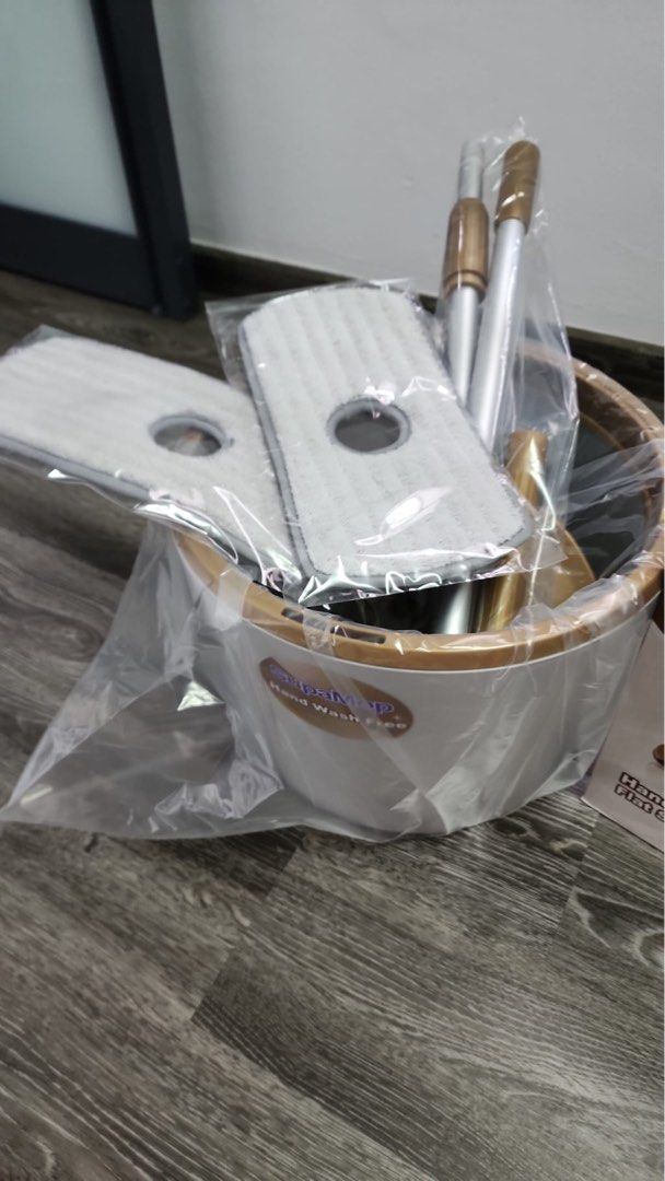 Supa mop convenient flat spin mop set, Furniture & Home Living ...