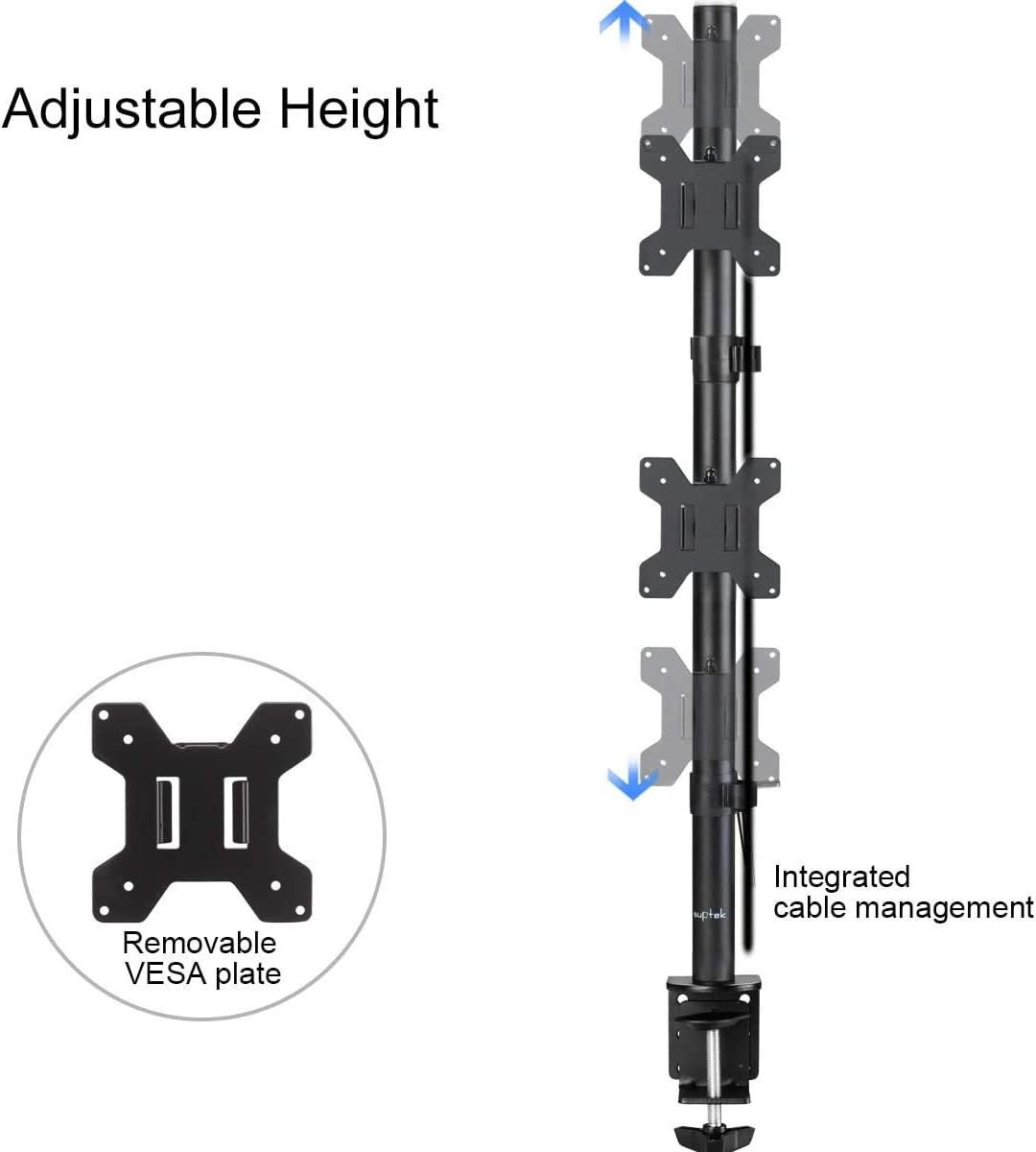 Suptek Dual LED LCD Monitor Stand up Desk Mount for 2 / Two Screens up ...