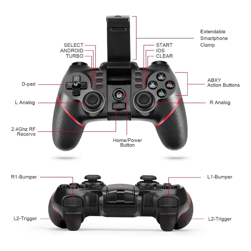 T6 Pro Wireless Bluetooth Joystick Gamepad Joystick for Android/iOS for ...