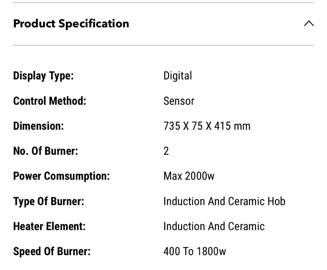 Tecno Induction Ceramic Hybrid Hob, TV & Home Appliances, Kitchen ...