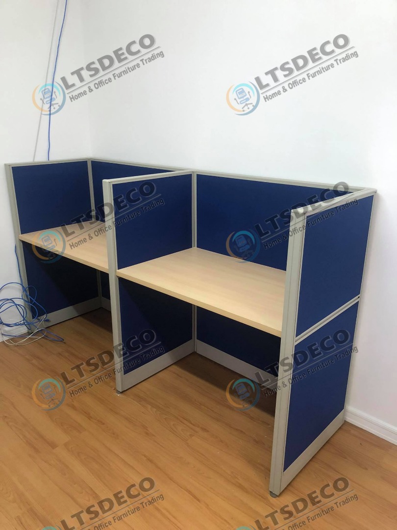 Two Seater Full Fabric with Laminated Table Top Office Partition on ...