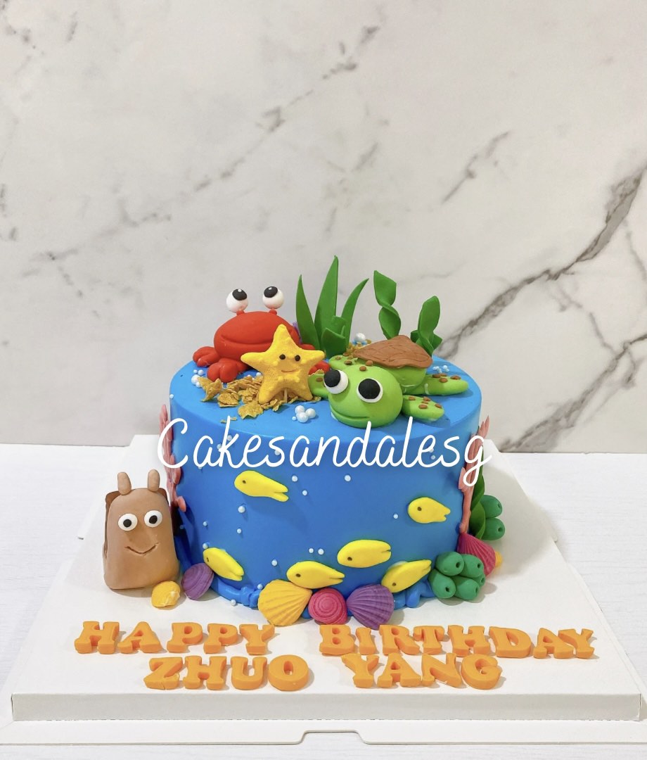 Under The Sea Dark Blue Cake [ Design #2 ], Food & Drinks, Homemade ...