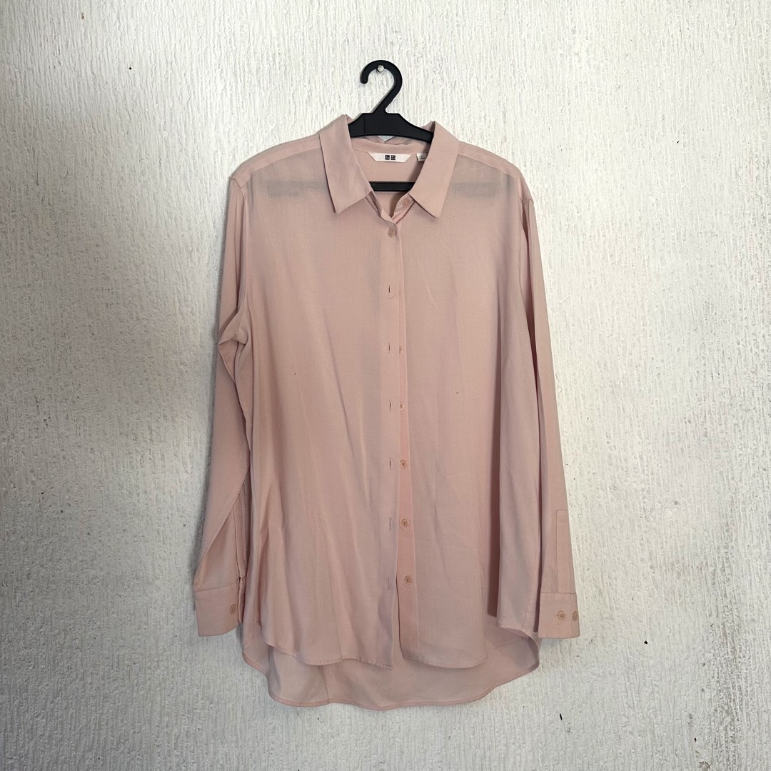 Uniqlo Pink Blouse Top, Women's Fashion, Tops, Blouses on Carousell