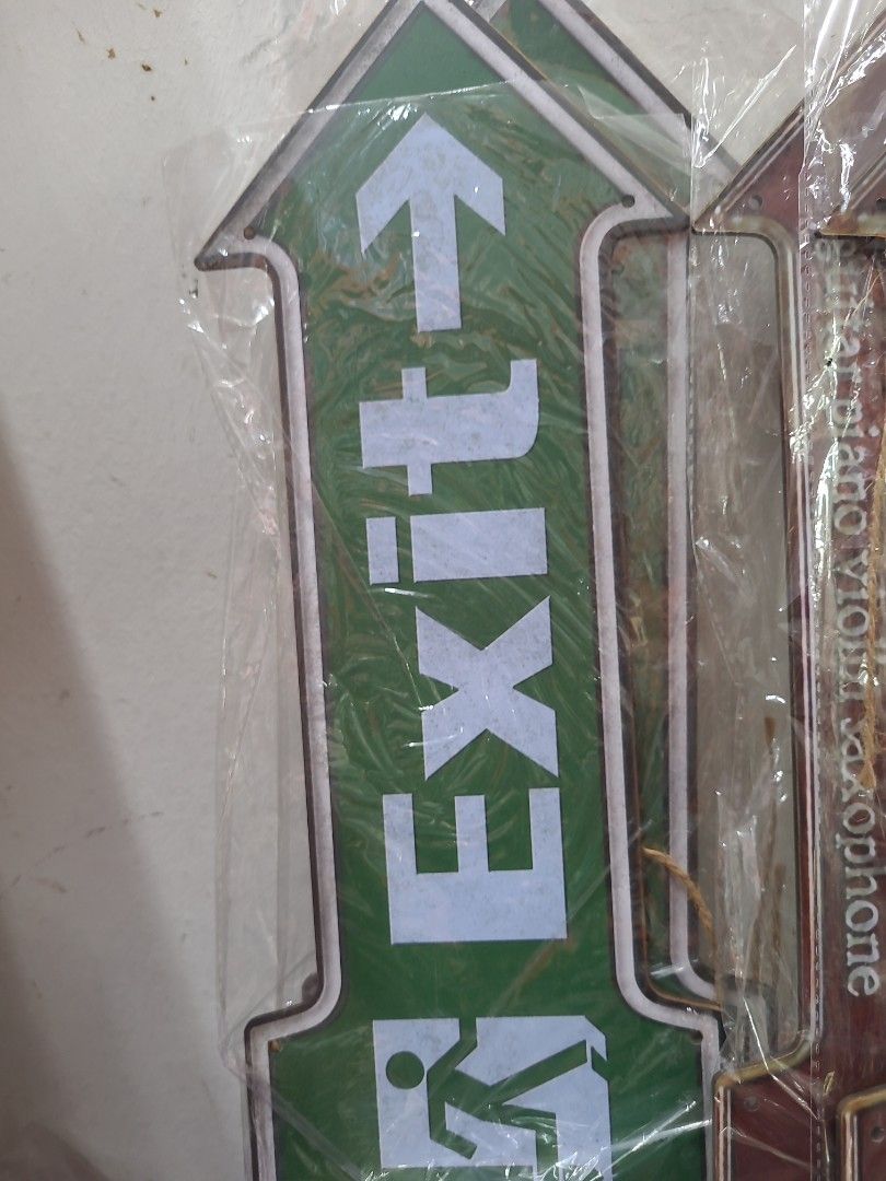 Vintage Assorted Exit Garage Music Bar Sign Board, Furniture & Home ...