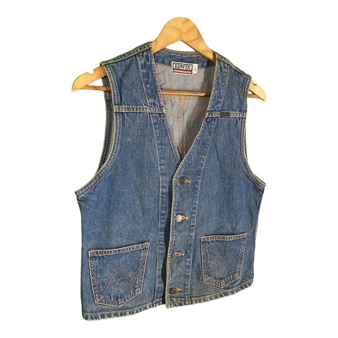 Vintage Edwin Vest Denim, Men's Fashion, Tops & Sets, Vests on Carousell