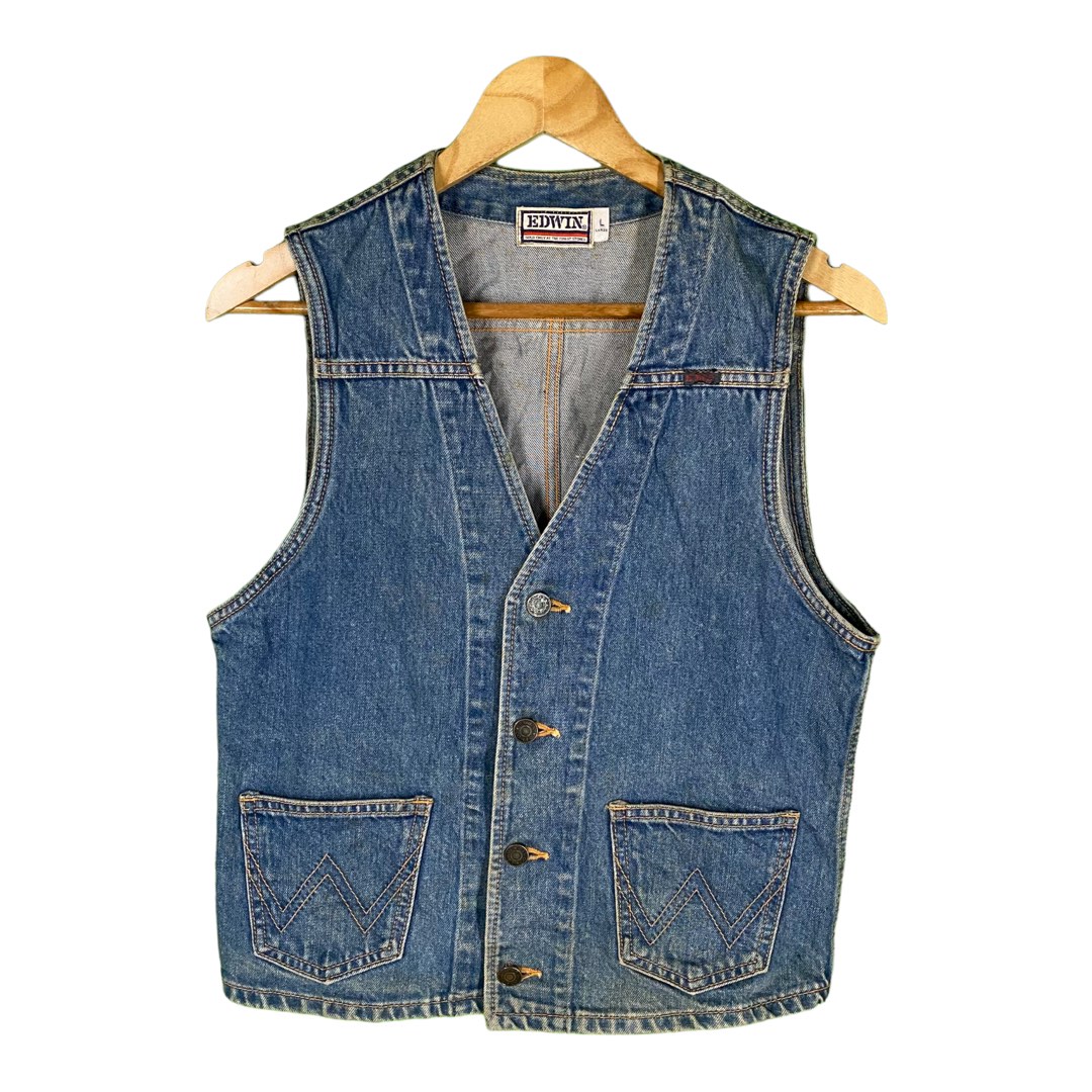 Vintage Edwin Vest Denim, Men's Fashion, Tops & Sets, Vests on Carousell