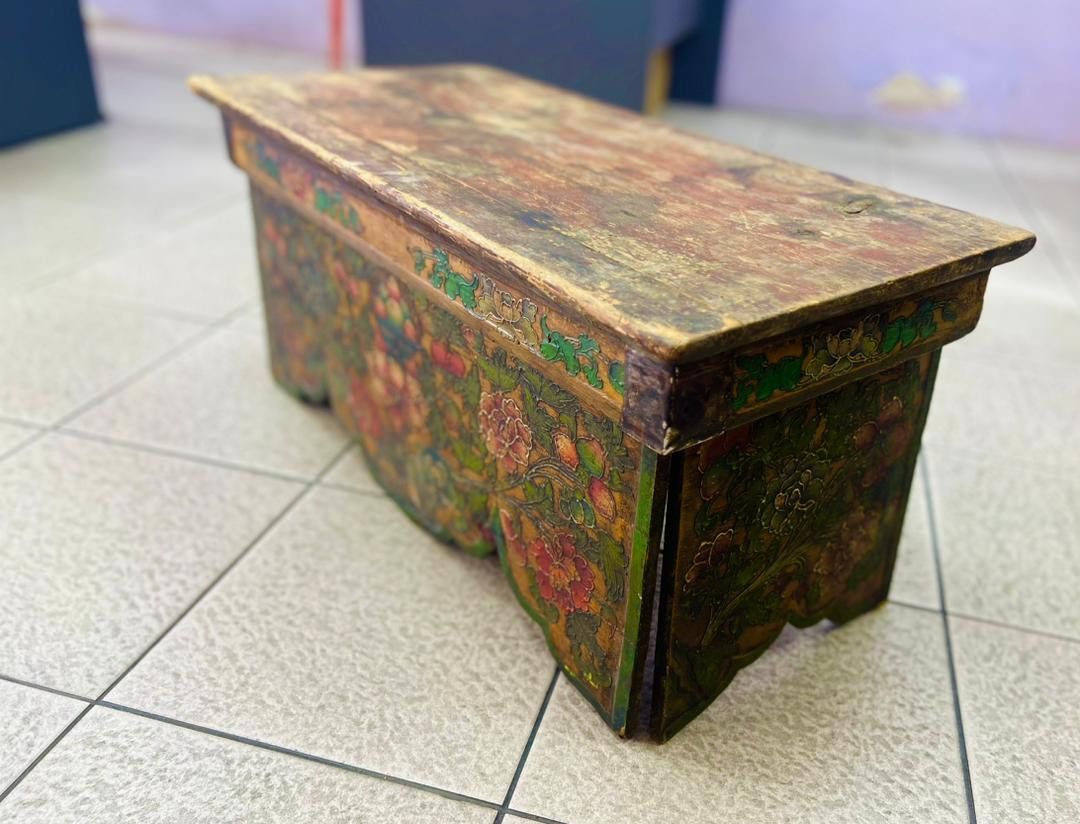 Vintage Tibetan Altar Foldable Table with Natural Painting, Furniture ...