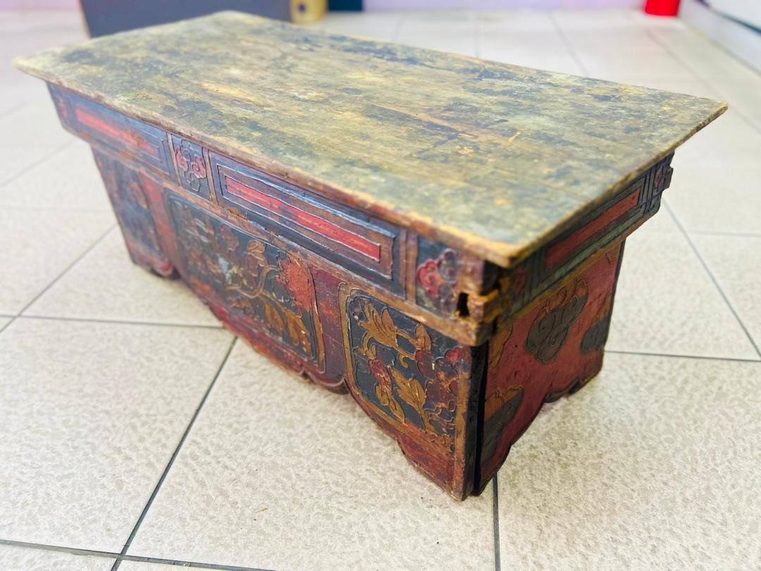 Vintage Tibetan Altar Foldable Table with Natural Painting, Furniture ...