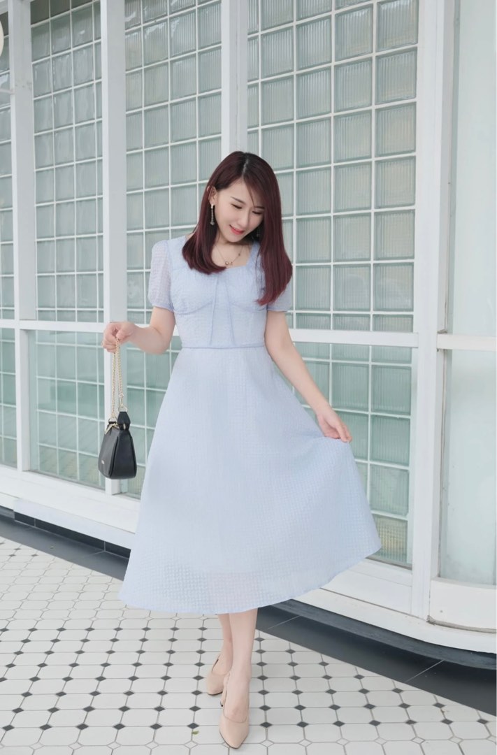 Light Blue Waffle Disney Princess Dinner Dress Dating dress , Women's ...