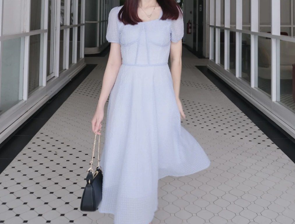 Light Blue Waffle Disney Princess Dinner Dress Dating dress , Women's ...