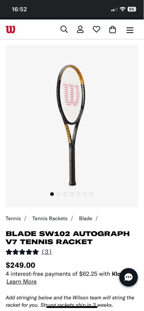 Wilson Blade SW102, Sports Equipment, Sports & Games, Racket & Ball ...