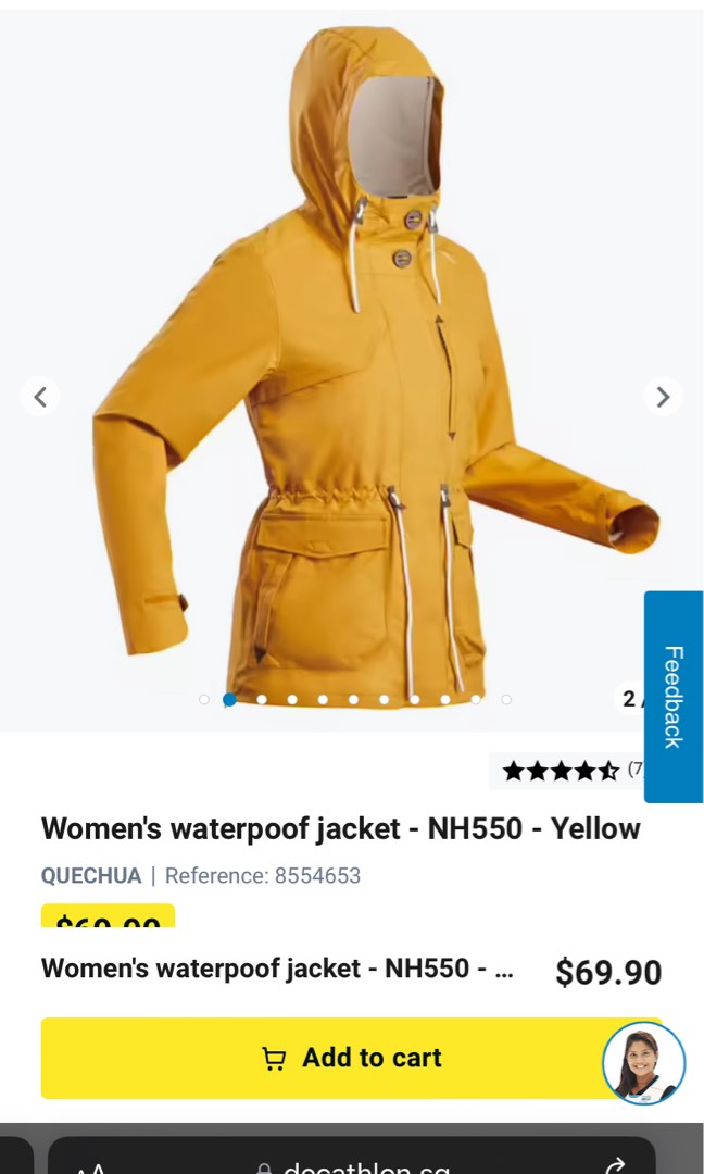 Women's waterpoof jacket - NH550 - Yellow, Women's Fashion, Coats ...