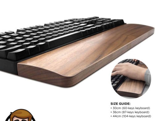 Wooden Wrist Rest for Mechanical Keyboard, Walnut Wood, Ergonomic Palm ...