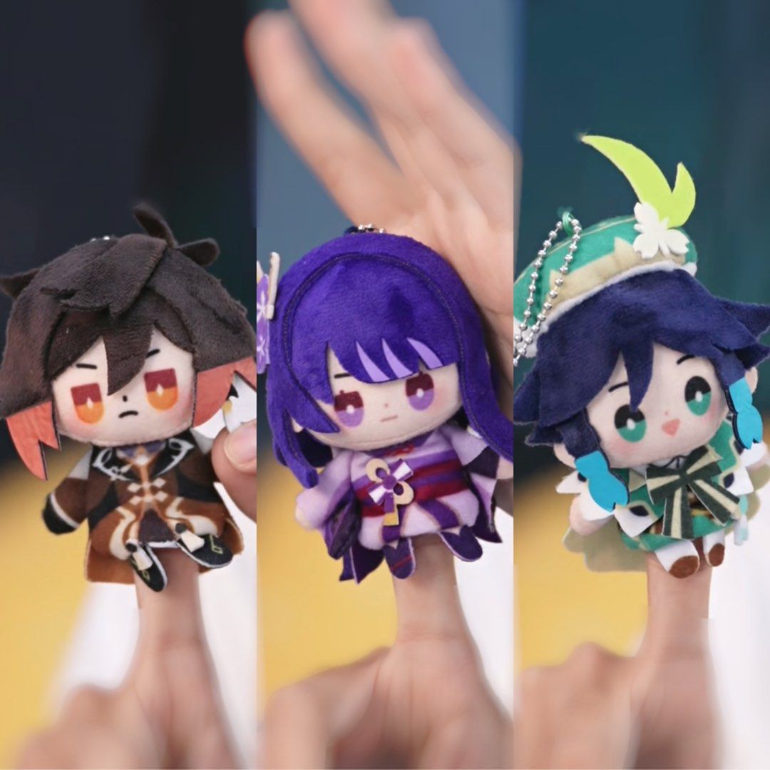 [wts]Genshin impact plush doll finger puppet zhongli raiden shogun venti furina nahida mihoyo ...