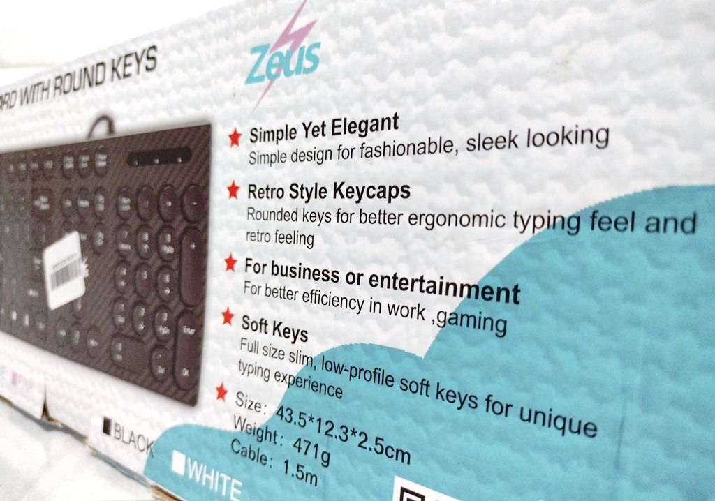 Zeus Wired Retro Spill-resistant Keyboard, Black on Carousell