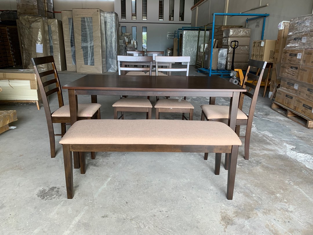 1+4+Bench Dining Set, Furniture & Home Living, Furniture, Tables & Sets ...