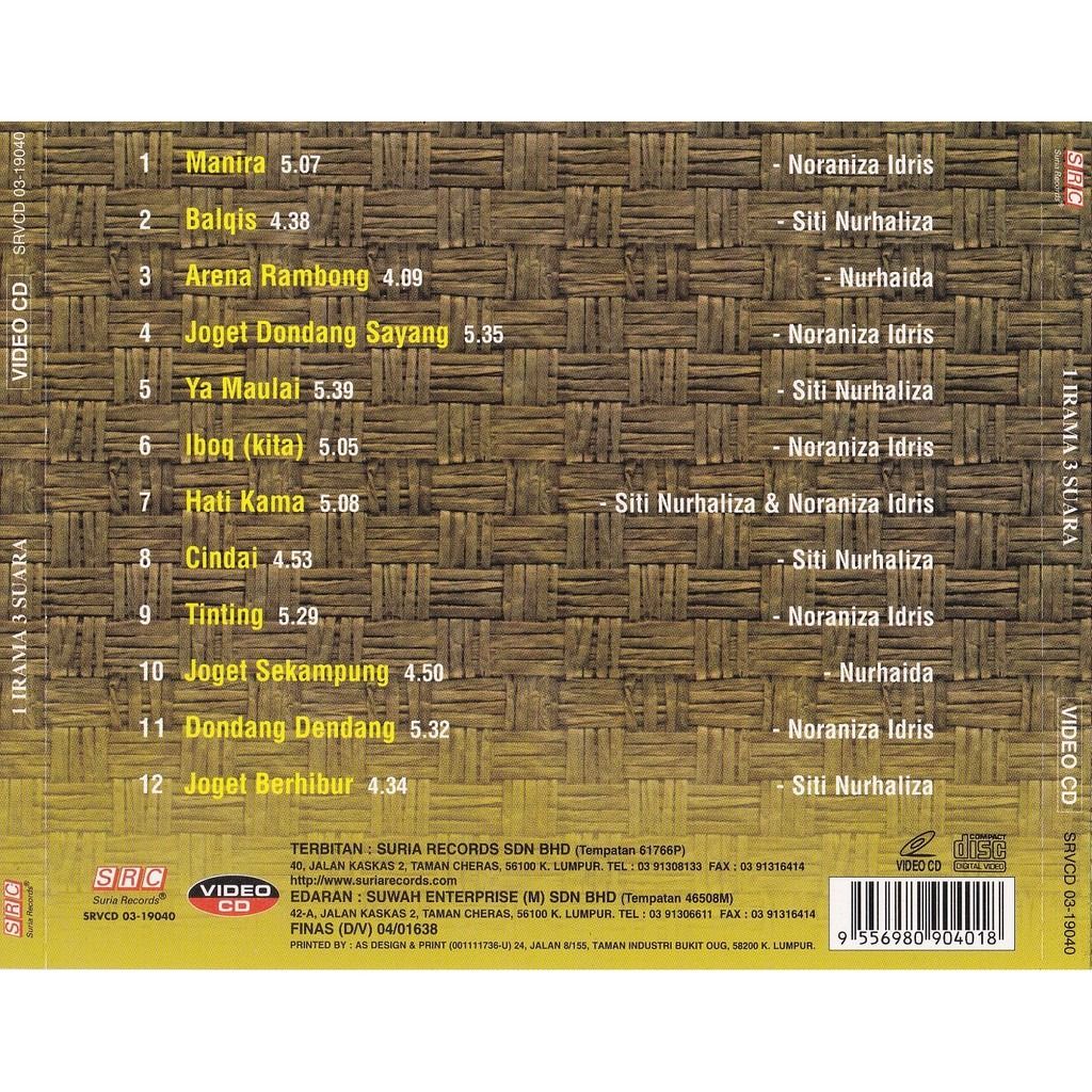 1 Irama 3 Suara VCD MTV Karaoke Siti Nurhaliza Noraniza Idris Nurhaida Original New And Sealed ...