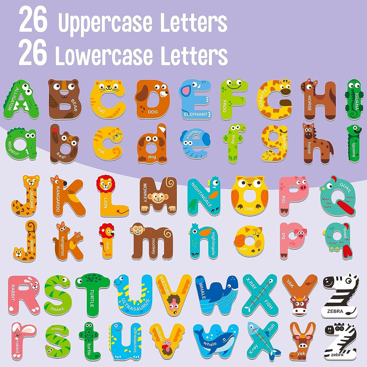 52 Magnetic Alphabet, 26 Uppercase & 26 Lowercase Letters, Adorable ...