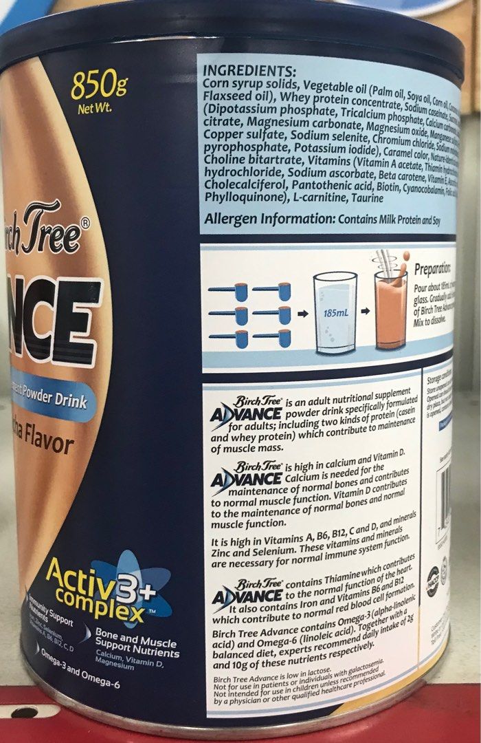 850g Birch Tree Advance Mocha Flavor Adult Nutritional Supplement ...