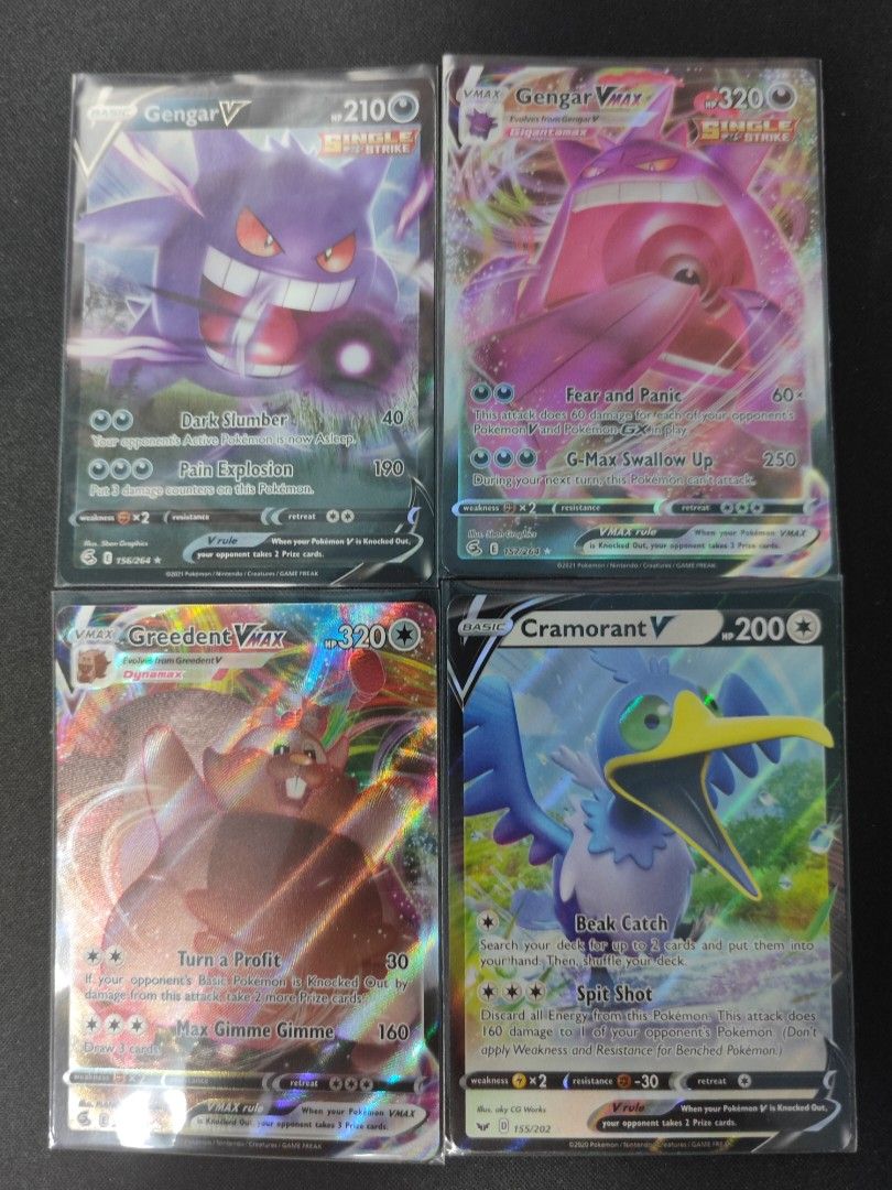 Gengar V 156/264 Gengar VMAX 157/264 Greedent Vmax 218/264 Cramorant V ...