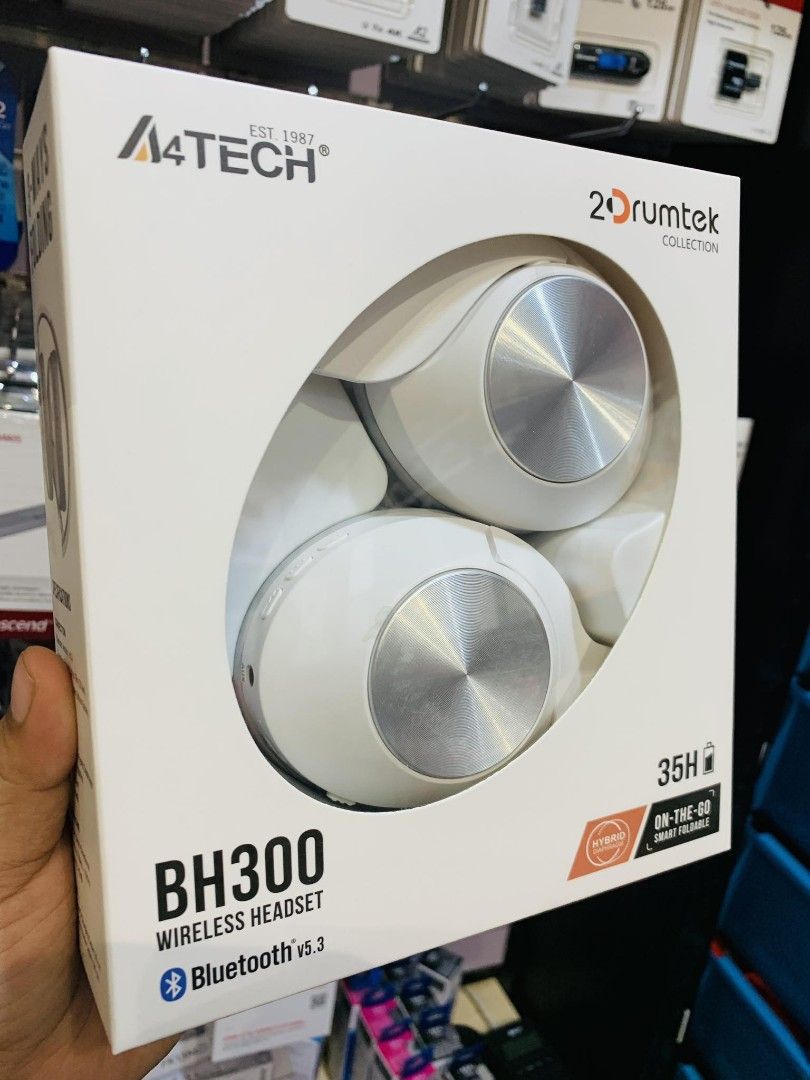 A4Tech 2Drumtek BH300 Bluetooth Wireless Headphone Grayish White, Audio ...