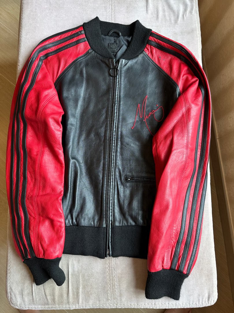 Adidas Leather Jacket, 女裝, 外套及戶外衣服 - Carousell
