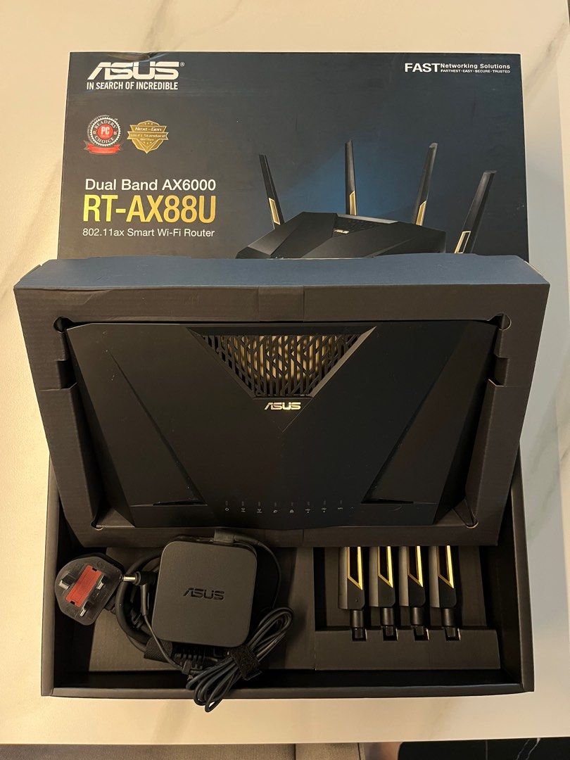 ASUS Router RT-AX88U AX6000 Dual Band WiFi 6 802.11ax Smart WiFi Gaming ...