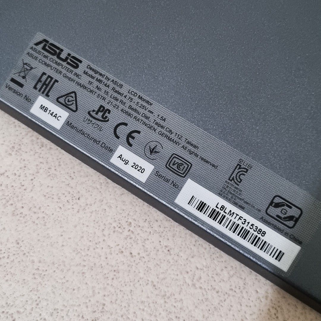 ASUS Zenscreen MB14AC - Portable External Monitor, Computers & Tech ...