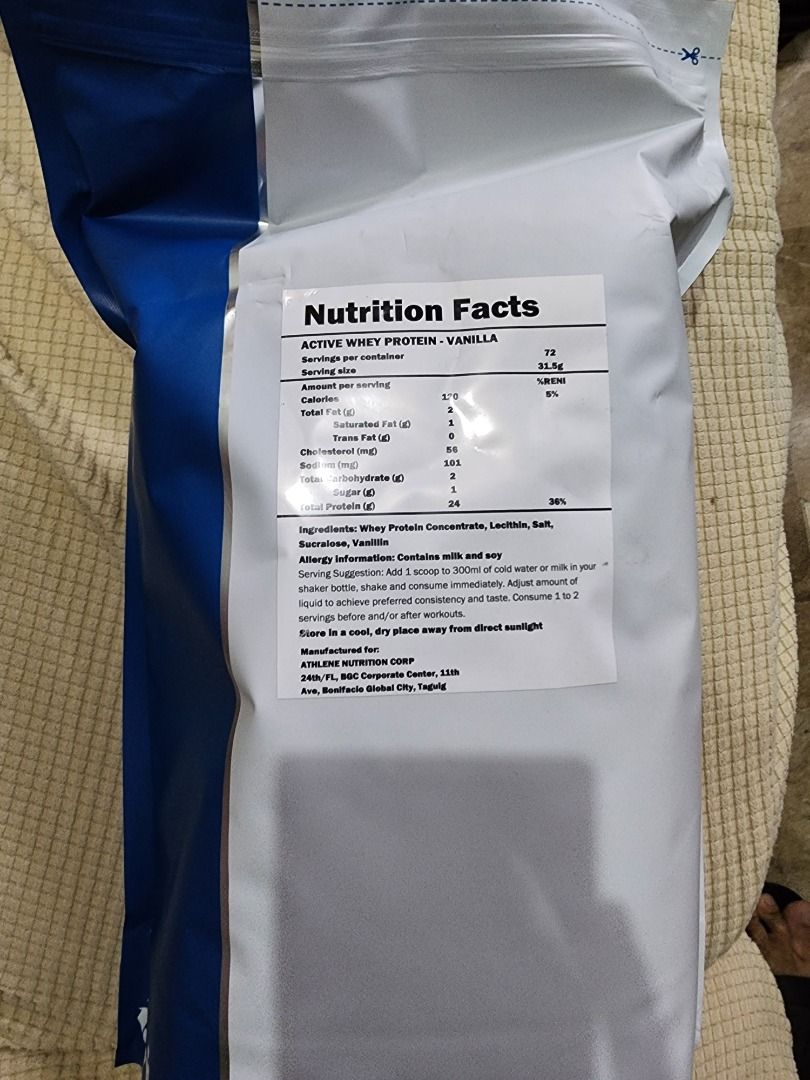 Athlene Whey Protein 5 lb | Vanilla Flavor, Health & Nutrition, Health ...