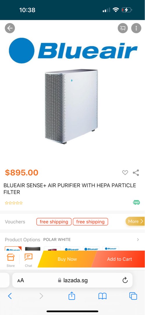Blueair air purifier with hepa particle sensor, TV & Home Appliances ...