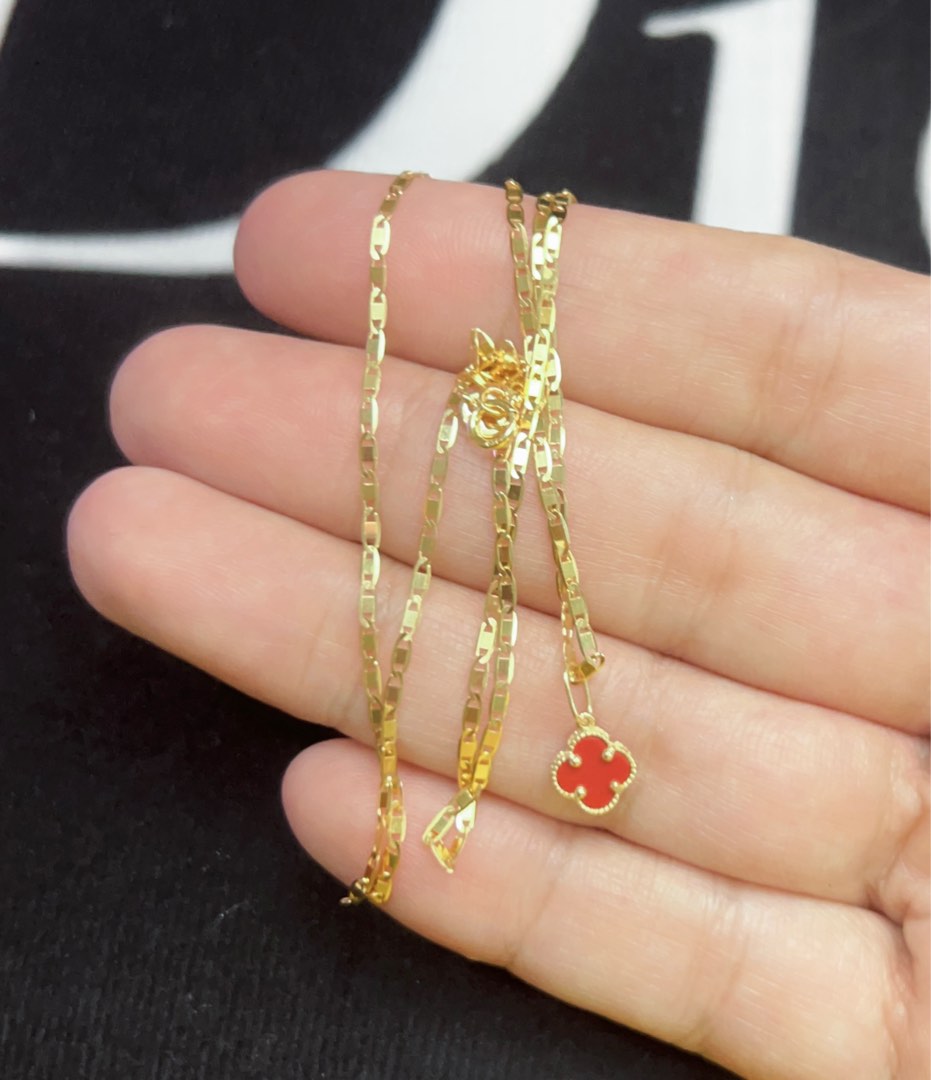Brand new 18k saudi gold vca red necklace 18” on Carousell