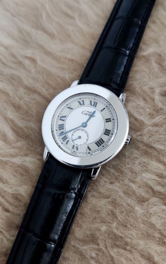 CARTIER RONDE Ref. 1815 1 Roman Dial .925 STERLING Silver 32.5mm Mid ...
