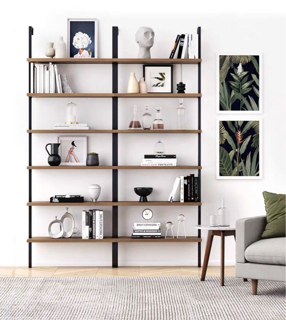 CASPER Industrial Solid Wood Display Wall Shelf, Furniture & Home ...