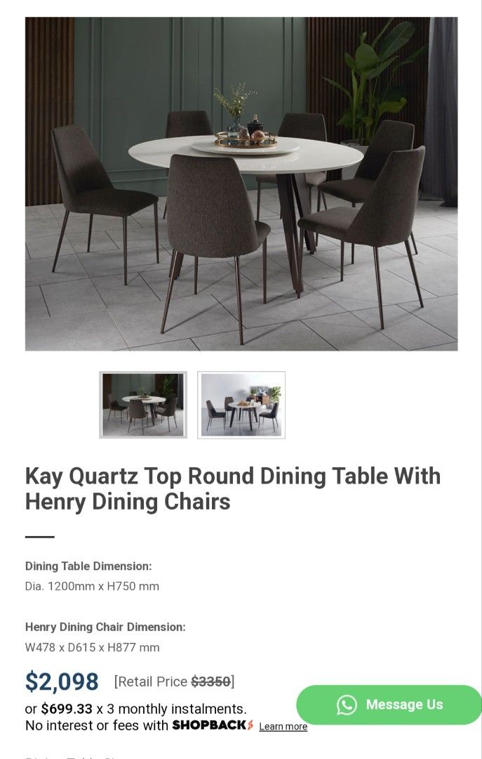 Cellini Quartz Round Dining Table, Furniture & Home Living, Furniture, Tables & Sets on Carousell