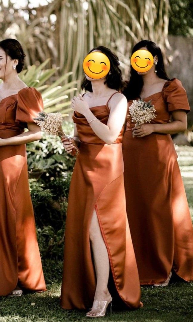Copper Bridesmaid Dress, Women's Fashion, Dresses & Sets, Evening ...