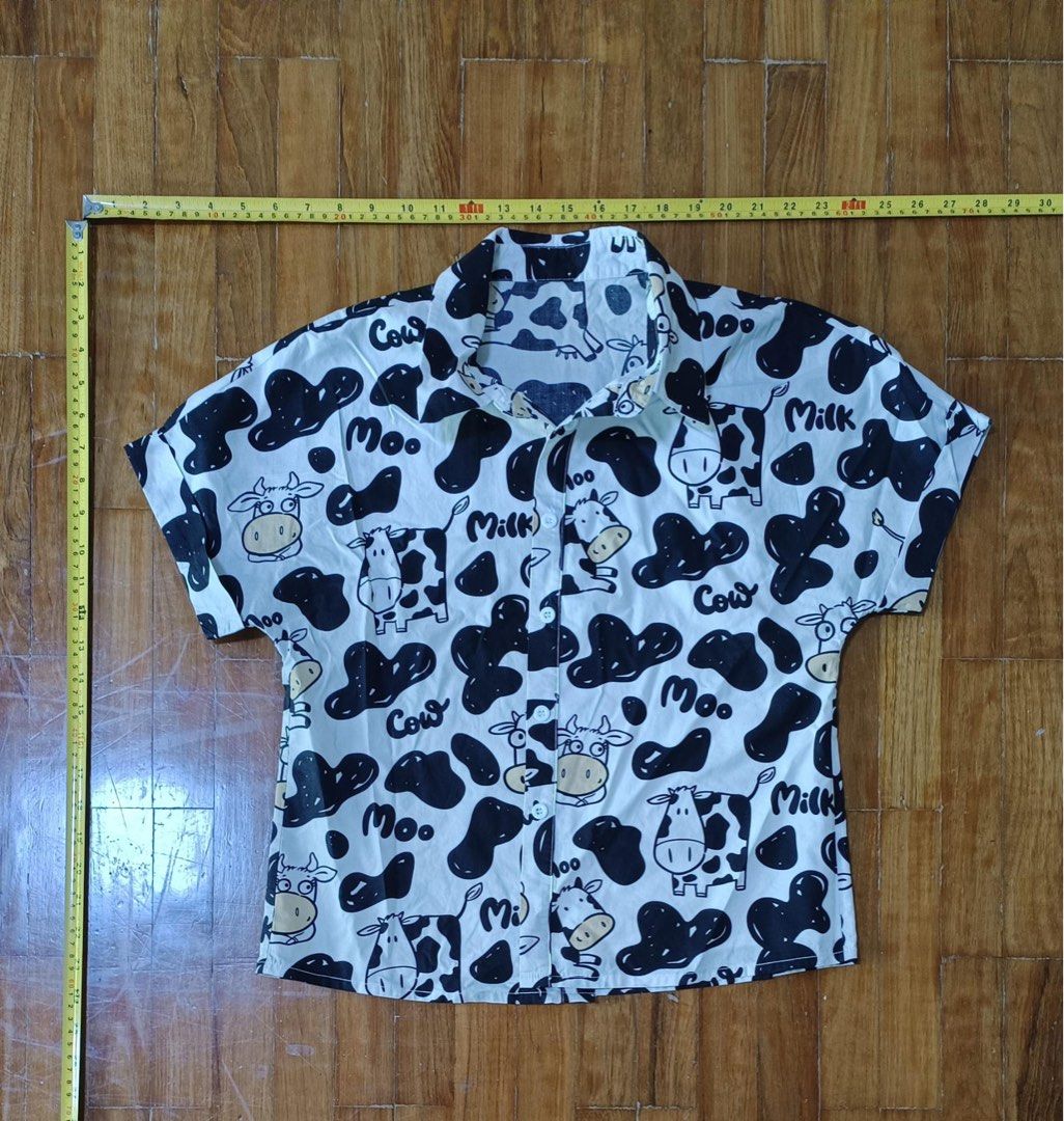 Cow print pattern shirt, Women's Fashion, Tops, Blouses on Carousell