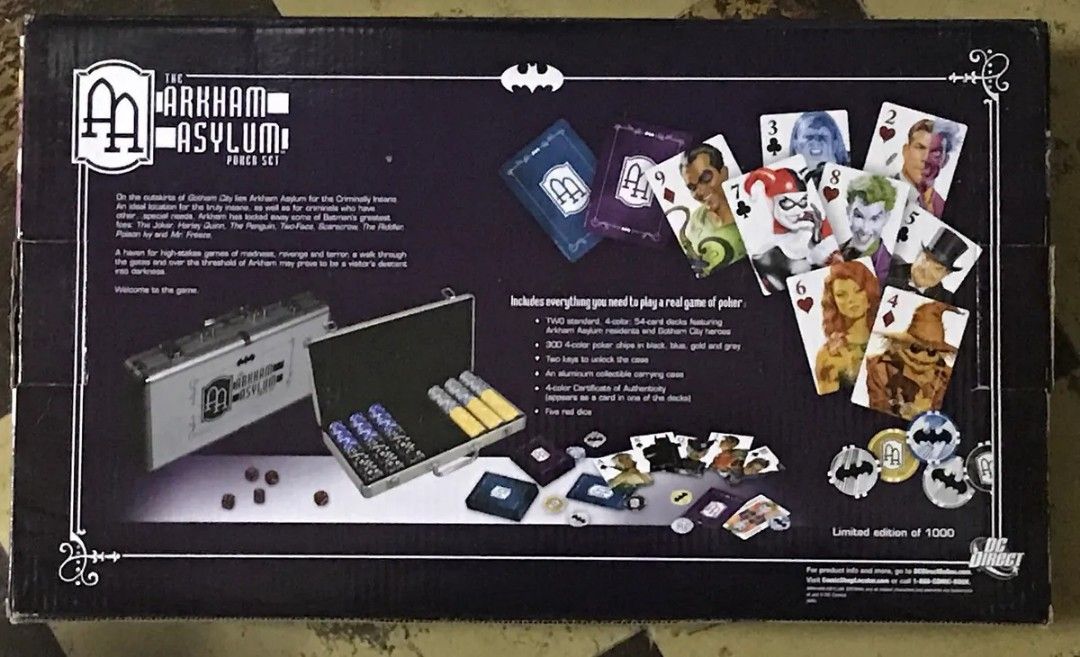 DC Comics Arkham Asylum Poker Set SPECIAL RARE COLLECTION ..BATMAN ...