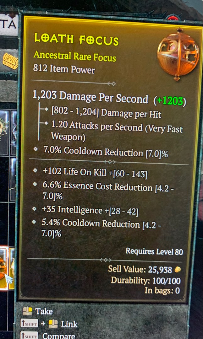 Diablo 4 S1 Off hand Focus Necro, Video Gaming, Gaming Accessories, In ...