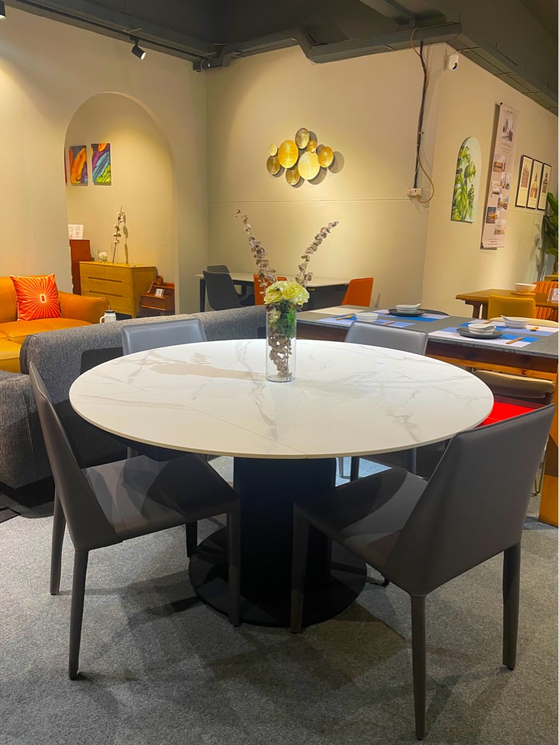 Extendable round table(Marble white), Furniture & Home Living ...
