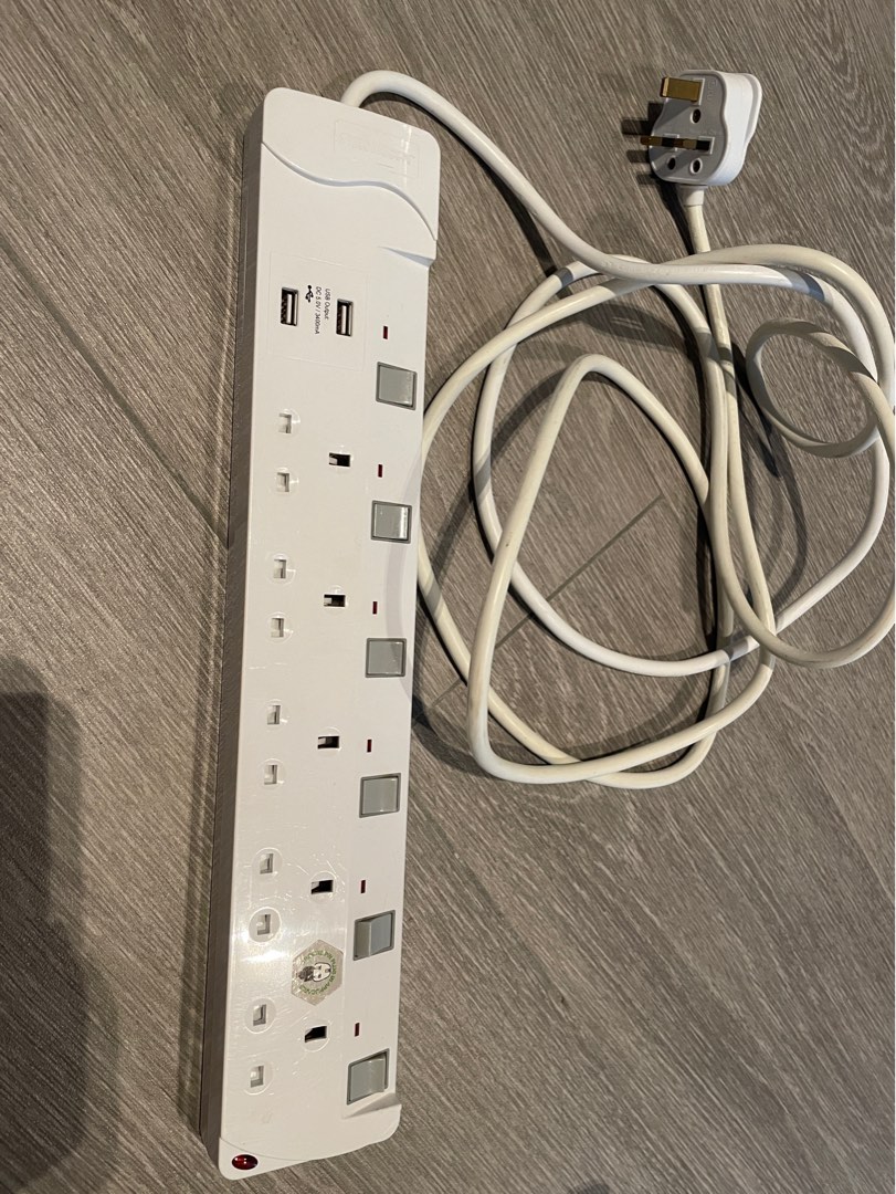Extension Socket 5 sockets + 2 USB ports, TV & Home Appliances ...