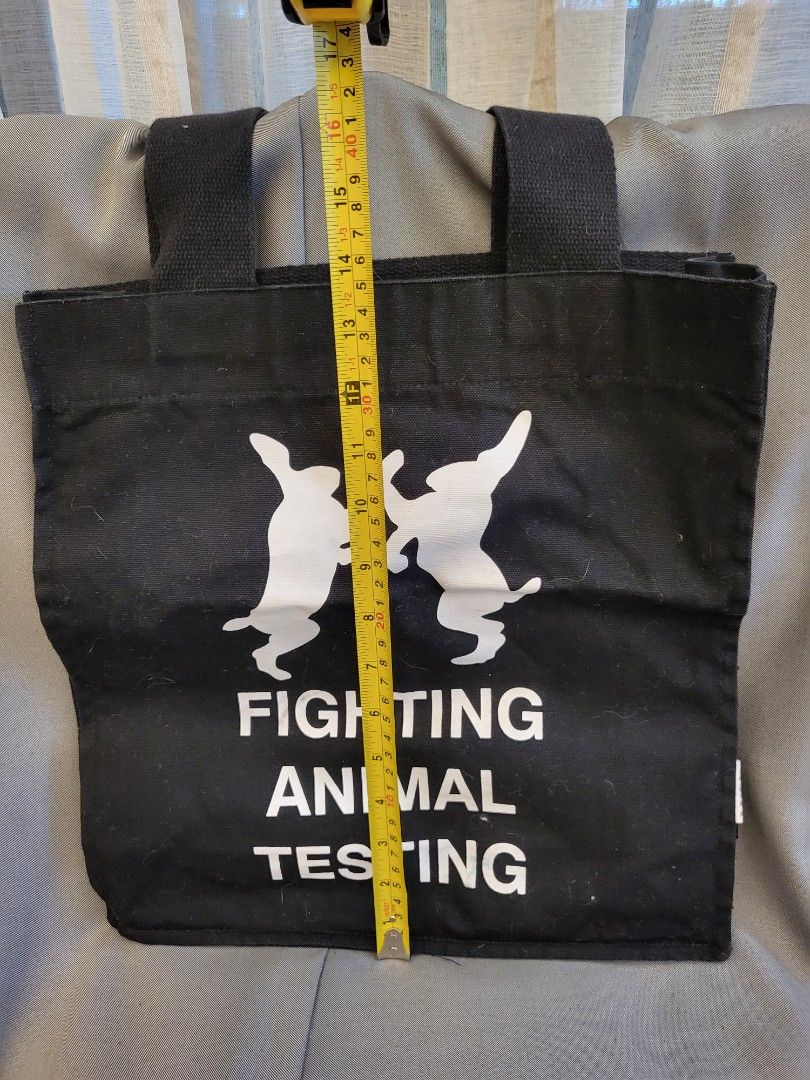Fighting Animal Testing Black Tote Bag, Women's Fashion, Bags & Wallets ...