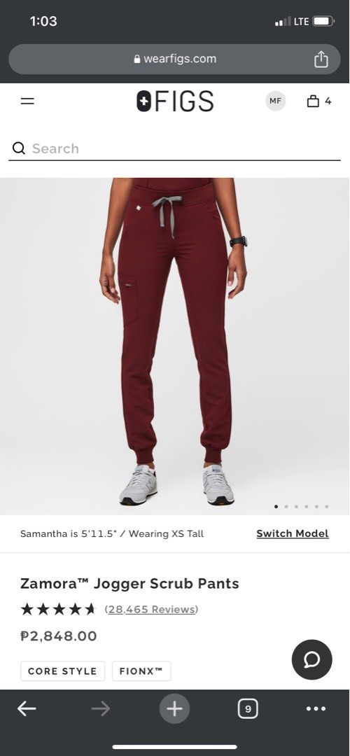 FIGS burgundy set, Women's Fashion, Tops, Others Tops on Carousell