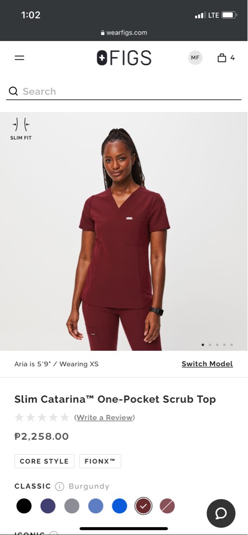 FIGS burgundy set, Women's Fashion, Tops, Others Tops on Carousell