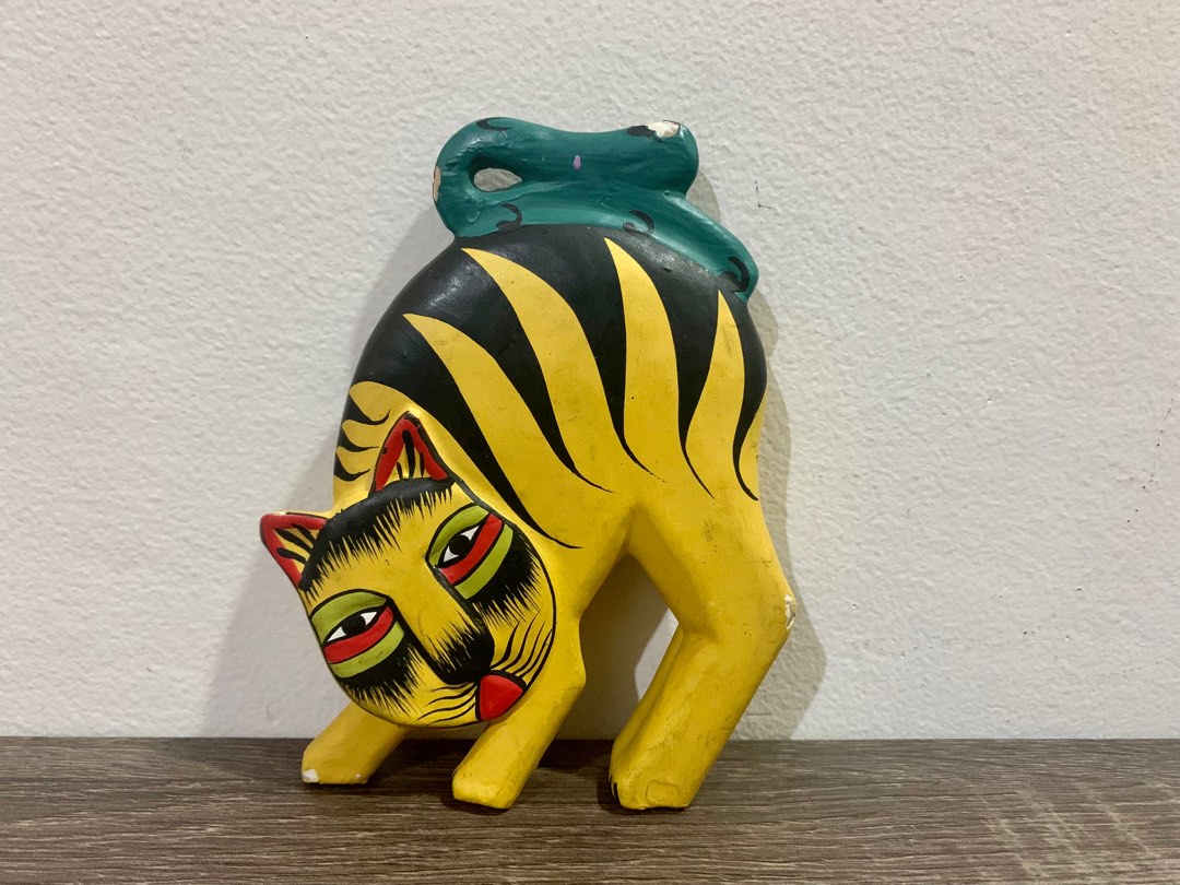 Folk art wooden cat, Furniture & Home Living, Home Decor, Other Home ...
