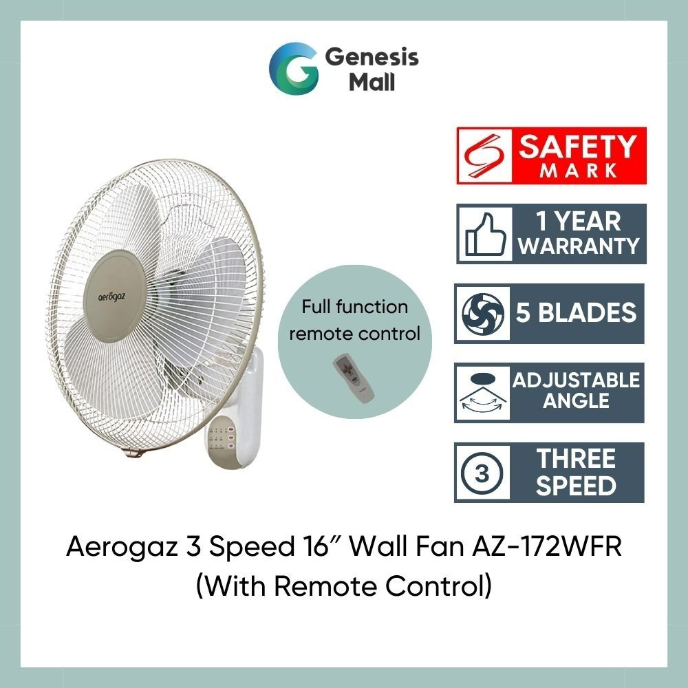 [Genesis] Aerogaz 16 inch (16″) Wall Fan With Remote Control (3 Speed ...