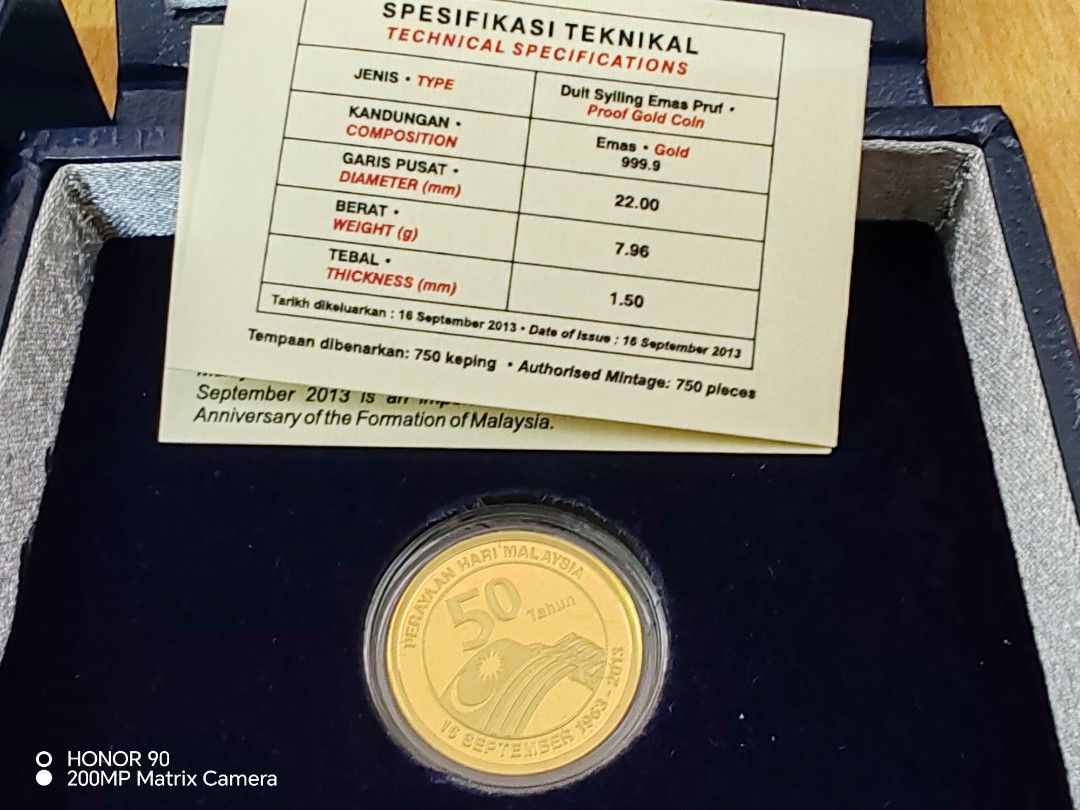 Gold proof coin, Perayaan Hari Malaysia ke 50, Hobbies & Toys ...