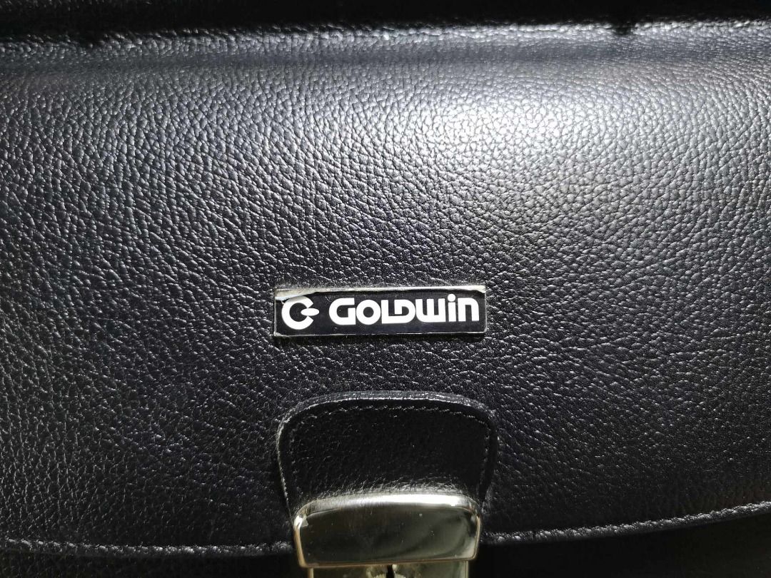 Goldwin Black Leather Turn Lock Laptop Bag on Carousell