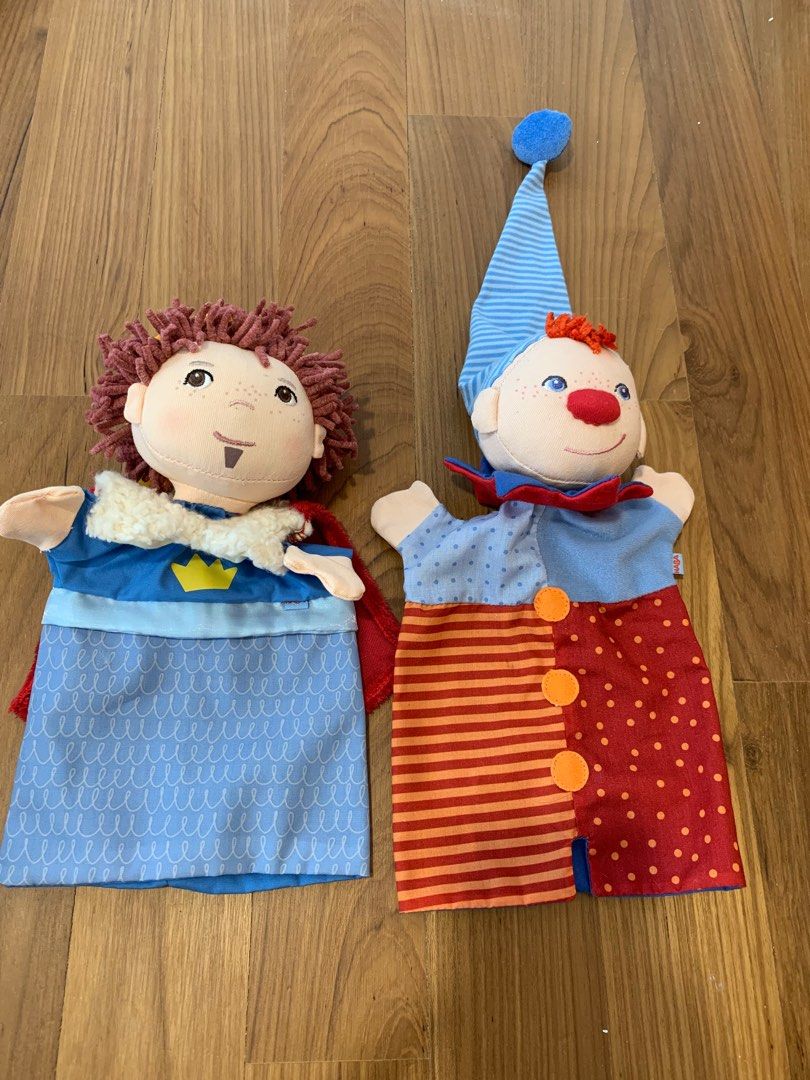 Haba first hand puppets titere kasperle teddy blue and prince glove ...