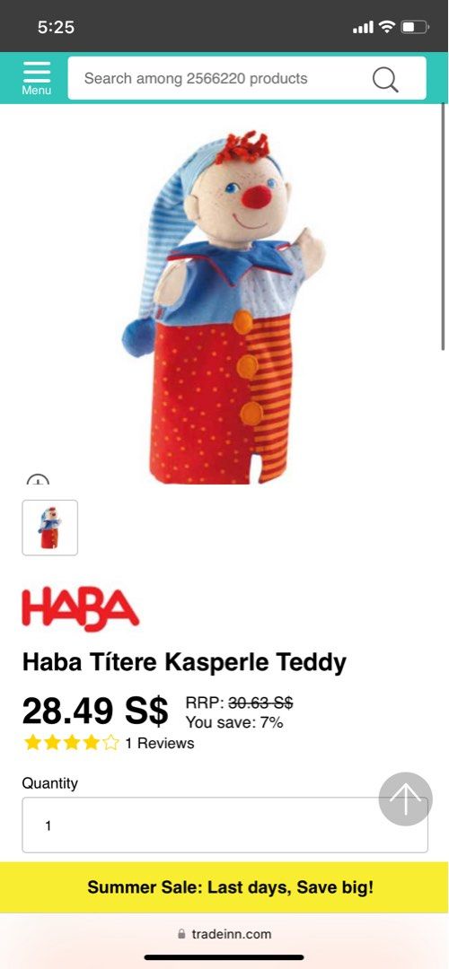 Haba first hand puppets titere kasperle teddy blue and prince glove ...